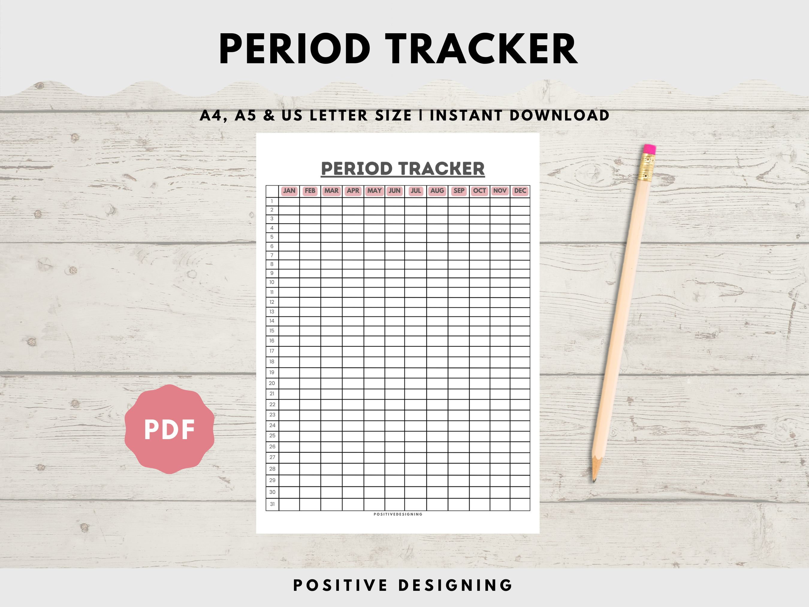 Period Tracker Printable Planner Menstrual Tracker Menstrual Log Period Tracking Instant