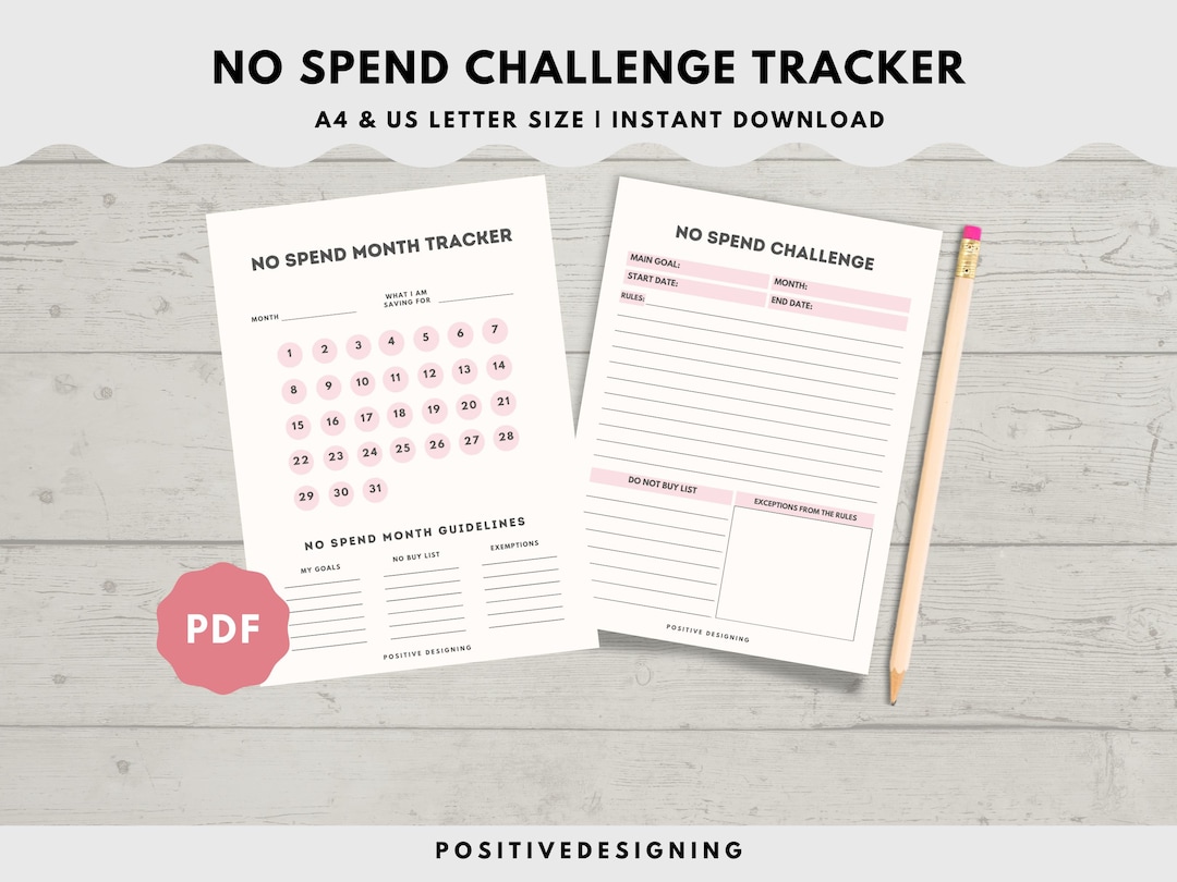 No Spend Challenge, No Spend Tracker, Printable Savings Sheet, Savings ...