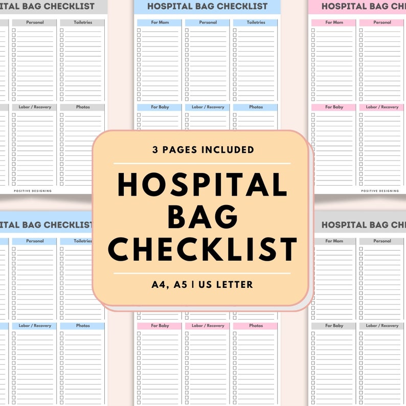 Hospital Bag Checklist Printable Birth Bag Packing List - Etsy