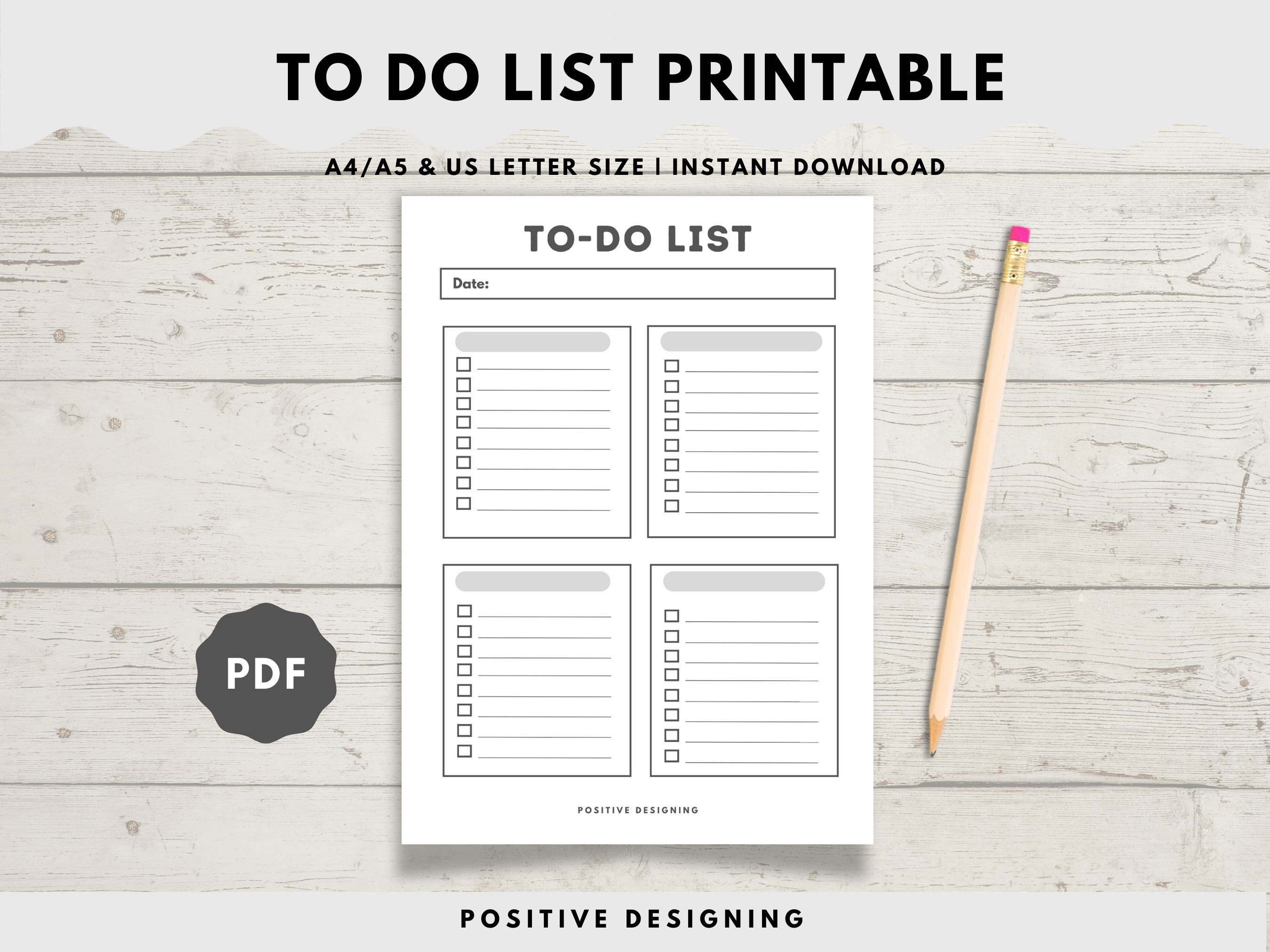 Minimal to Do List Printable, Simple Tasks List Template, Productivity ...
