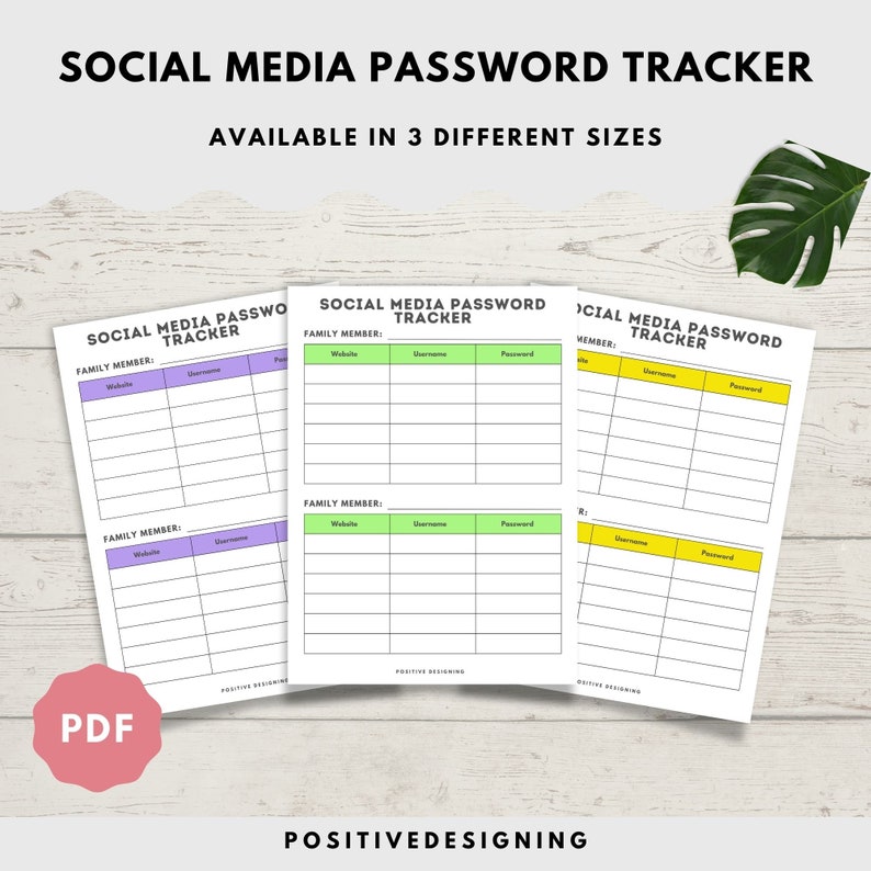 Social Media Password Tracker | Password Organizer Sheet | Social Media ...