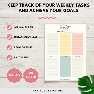 Weekly Printable to Do List | to Do List Printable | Weekly Schedule ...