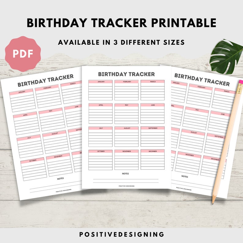 Birthday Tracker | Printable Birthday List | Birthday Planner ...