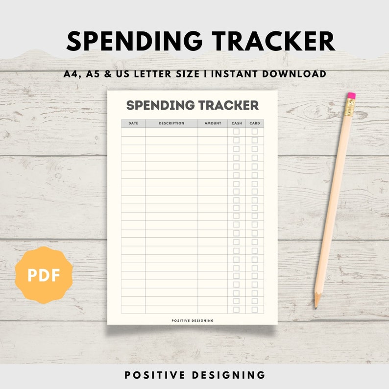 Spending Tracker Printable, Expense Tracker, Budget Template, Financial ...