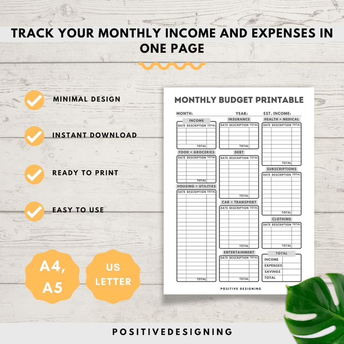 Monthly Budget Planner Printable Financial Journal Monthly - Etsy