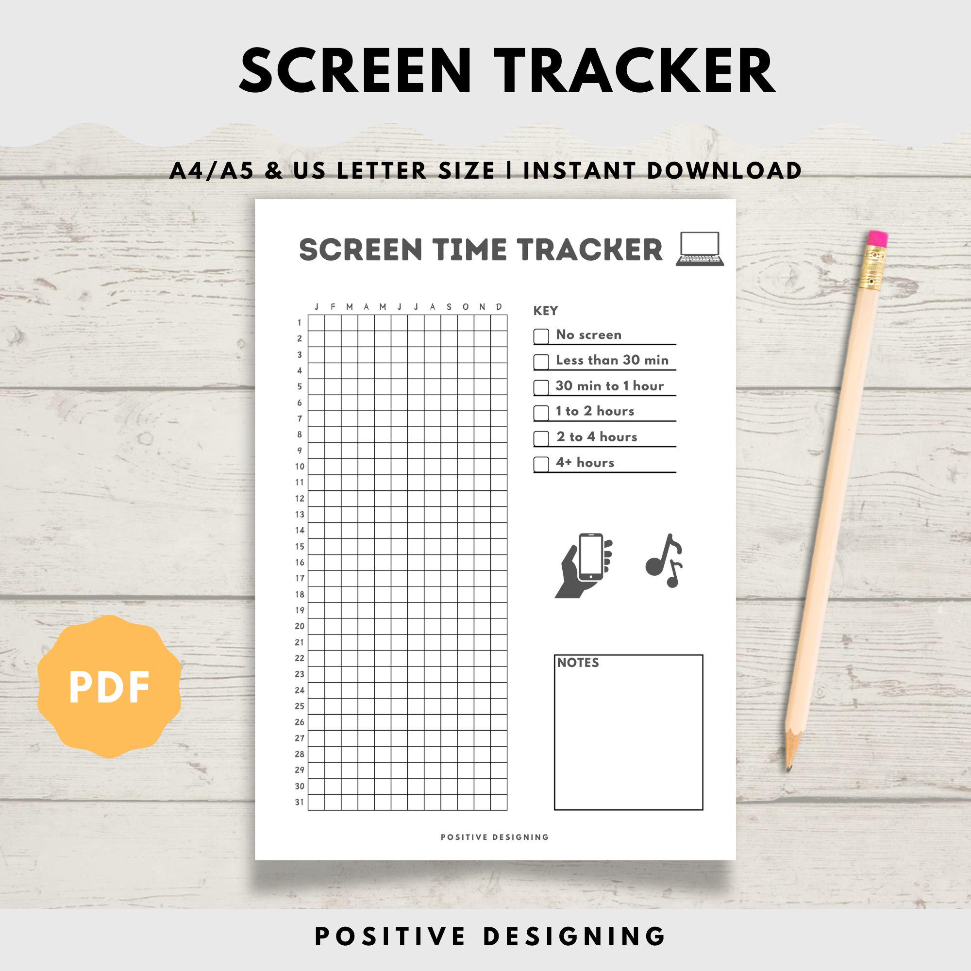 Screen Time Tracker Printable - Yearly Screen Time Tracker - Monthly ...