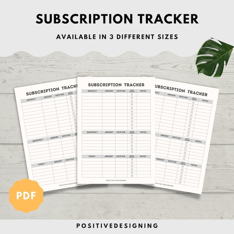 Subscription Tracker Printable | Budget Planner | Account Tracker ...