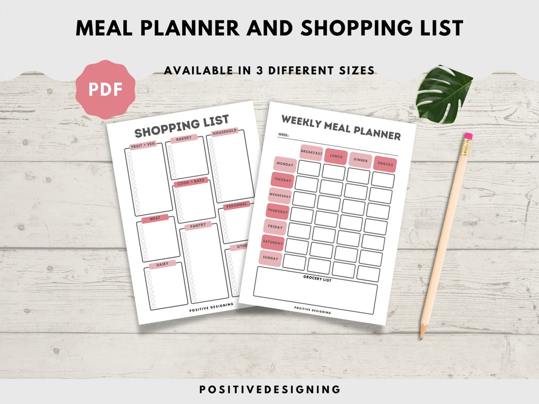 Printable Meal Planner, Weekly Menu Planner With Grocery List & Notes ...
