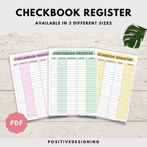 Printable Checkbook Register, Check Book Balance Log, Account Ledger ...