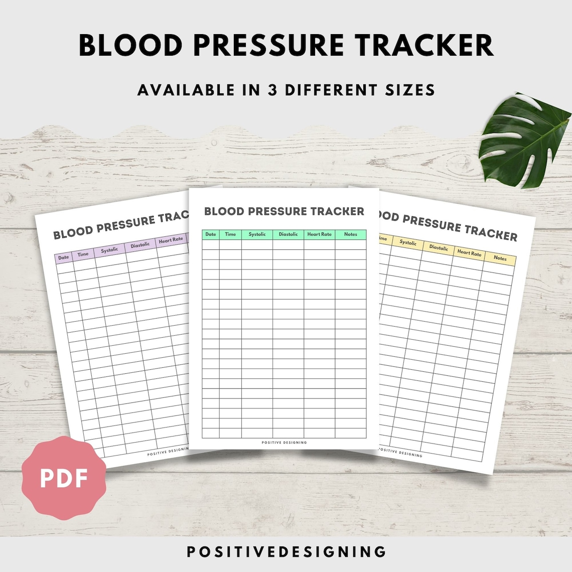 Blood Pressure Chart Printable - Instant Download, Medical Tracker ...