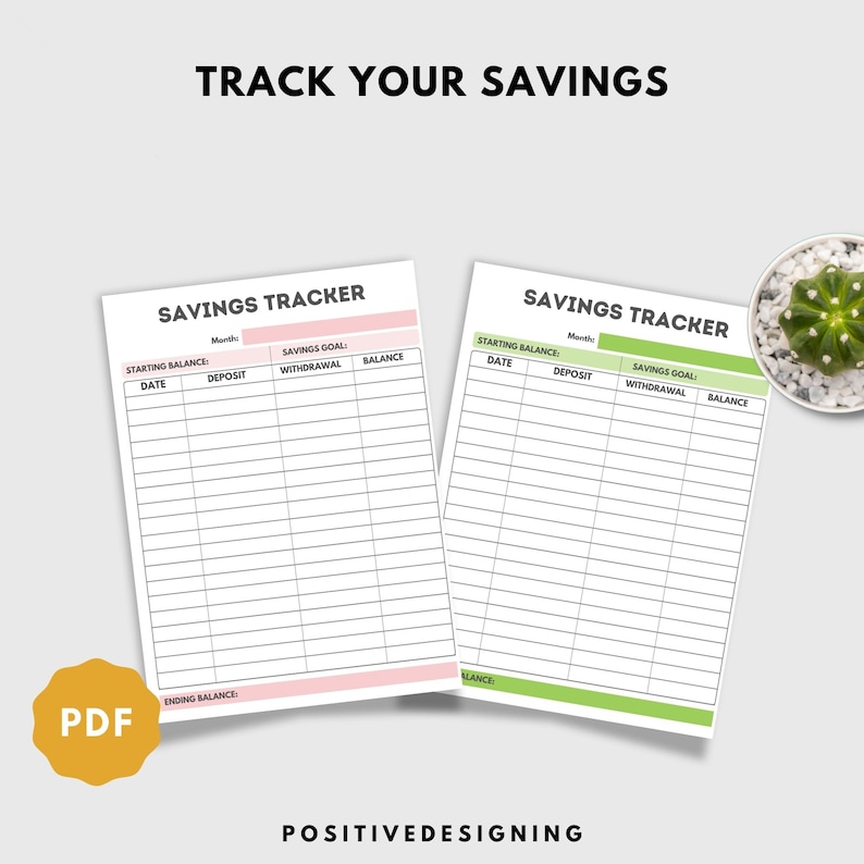 Savings Account Sheet Printable, Personal Savings Tracker, Financial ...