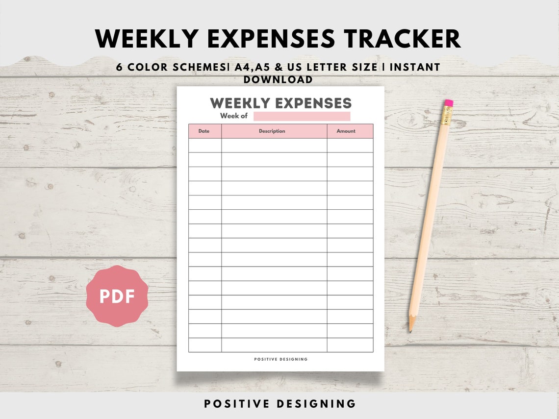 Weekly Expense Tracker Printable | Expense Tracker | Purchase Checklist ...
