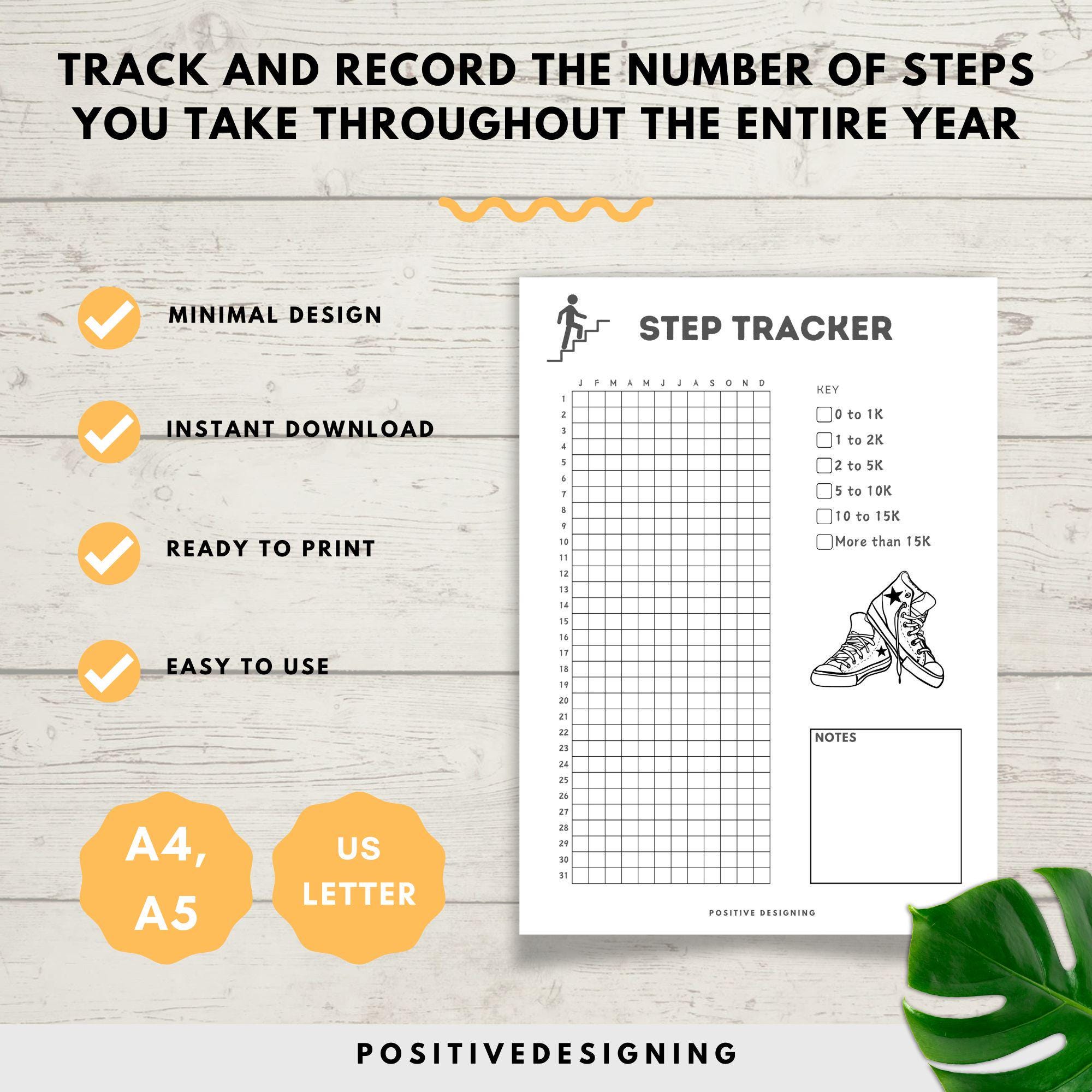 Step Tracker Printable - Monthly Step Tracker - Daily Step Record ...