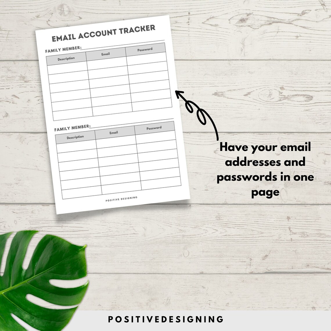 Email Account Tracker Printable, Email Saving Sheet, Password Tracker ...