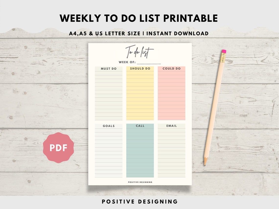 Weekly Printable to Do List to Do List Printable Weekly Schedule Weekly ...
