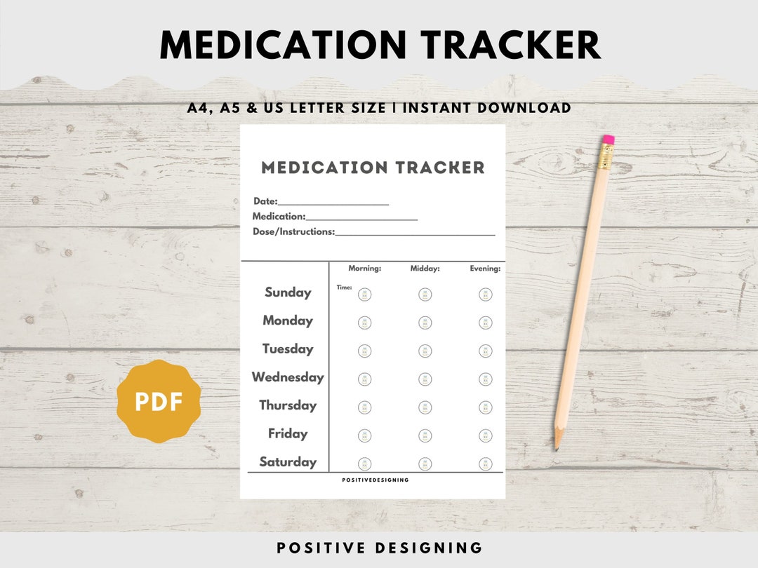 Daily Medication Tracker, Printable Medication Log, Daily Medication ...