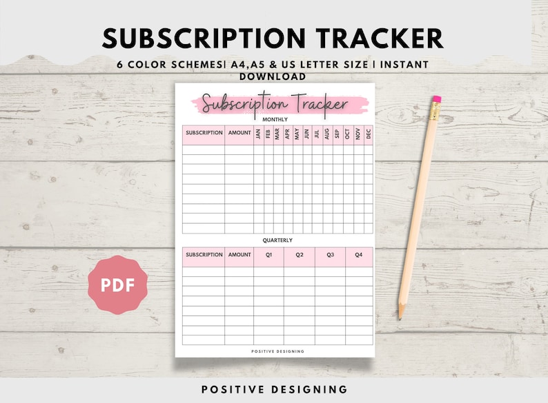 Subscription Tracker Printable, Membership Checklist, Expense Tracker ...