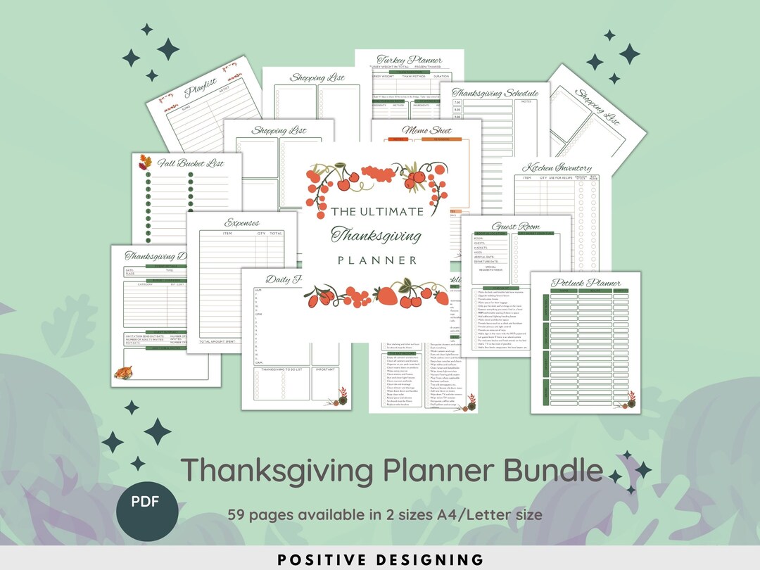 Thanksgiving Planner Printable, Holiday Planner, Thanksgiving Binder ...