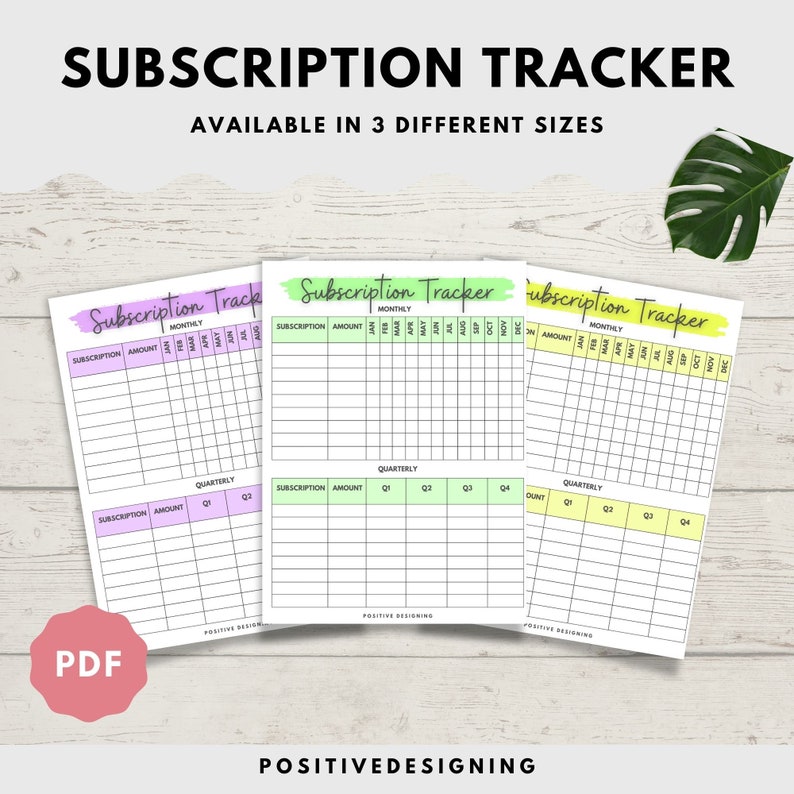 Subscription Tracker Printable, Membership Checklist, Expense Tracker ...