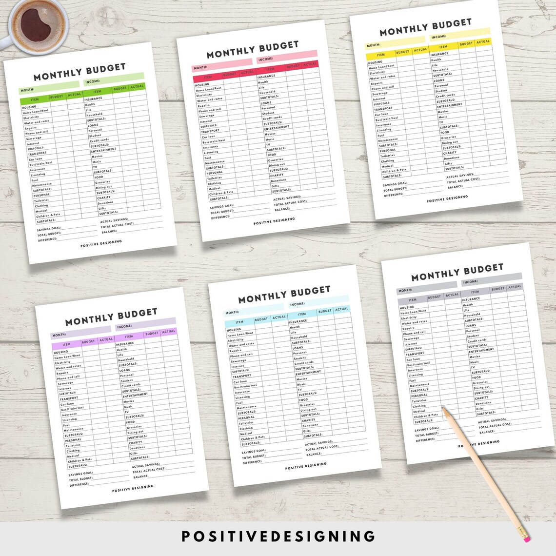 Printable Monthly Budget Template, Monthly Income & Expense Recorder ...