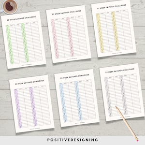 52 Weeks Savings Challenge Tracker Printable | Financial Planner ...
