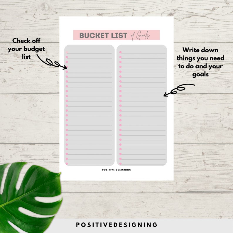 Bucket List Printable Bucket List Template Life Goals - Etsy