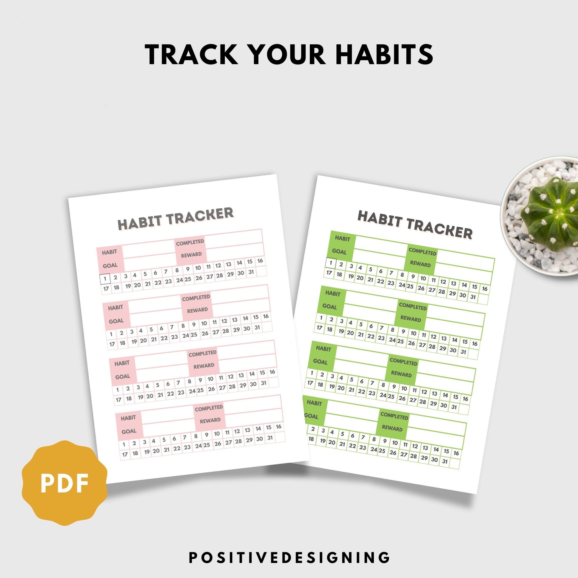 Monthly Habit Tracker Printable, Habit Tracker Template, Routine ...