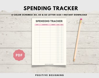 Spending Tracker Printable, Expense Tracker, Budget Template, Financial ...