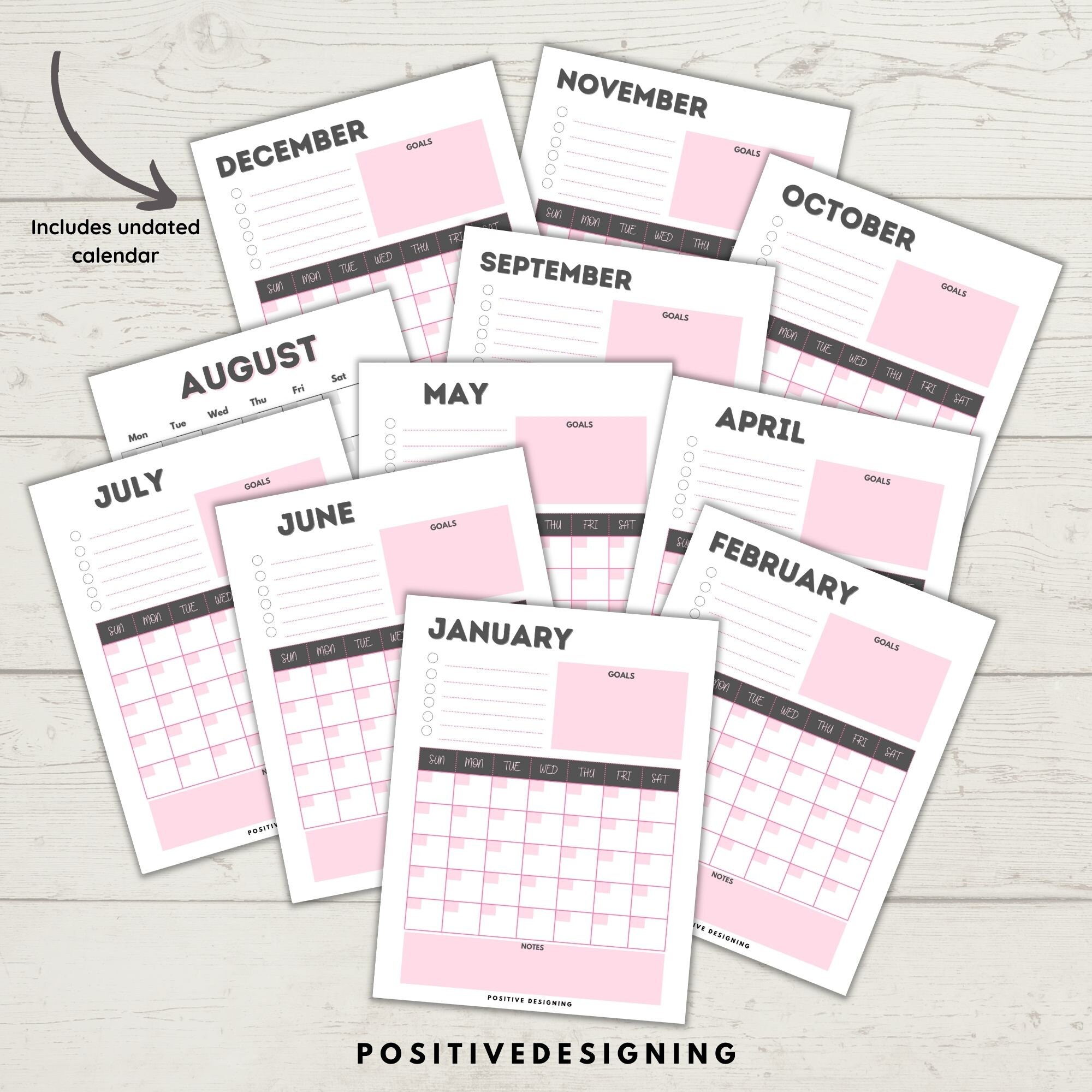 Blank Monthly Calendar Printable, Minimalist Calendar Template PDF ...
