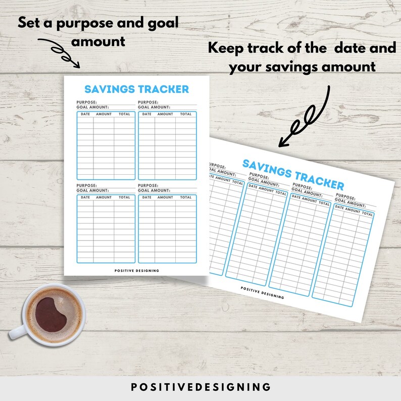 Savings Account Sheet Printable, Personal Savings Tracker, Financial ...