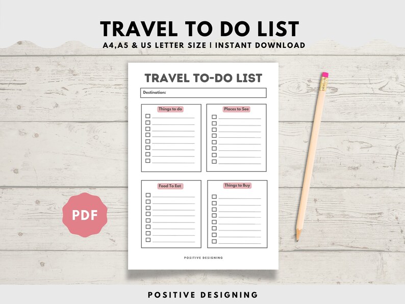 Travel to Do List – Printable Vacation Planner (digital Download) - Etsy