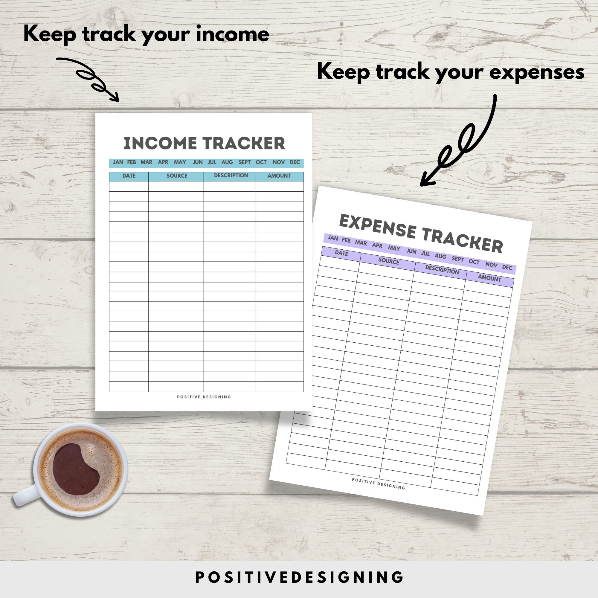Income and Expense Tracker | Printable Budget Planner (PDF) - Etsy