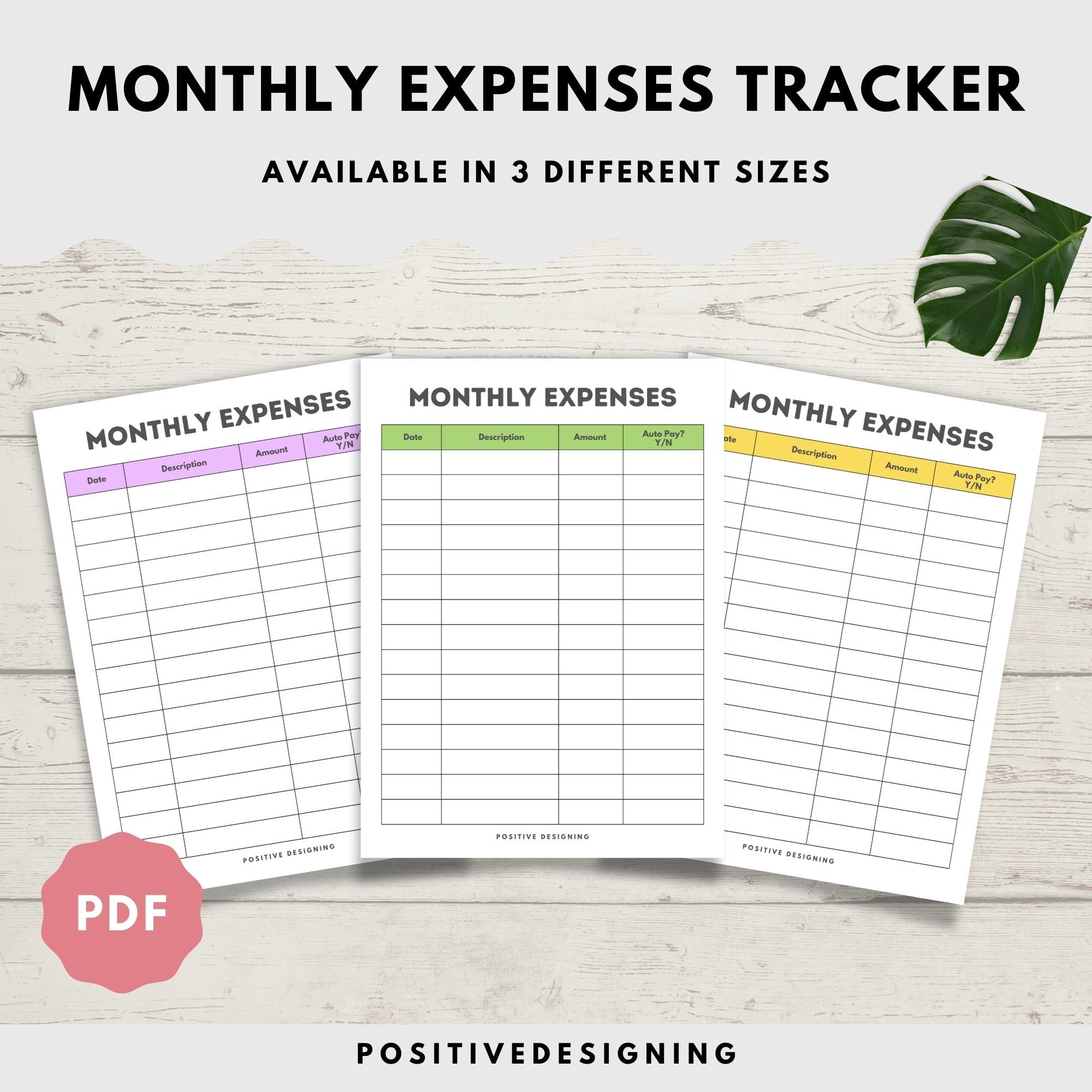 Monthly Expenses Tracker Printable, Spending Log, Purchase Recorder ...