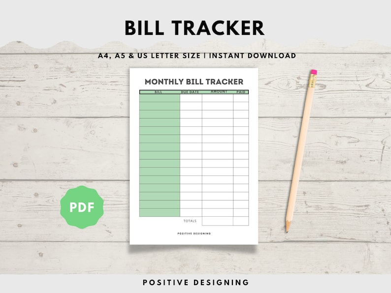 Monthly Bill Tracker Printable | Bill Payment Tracker | Bill Pay ...