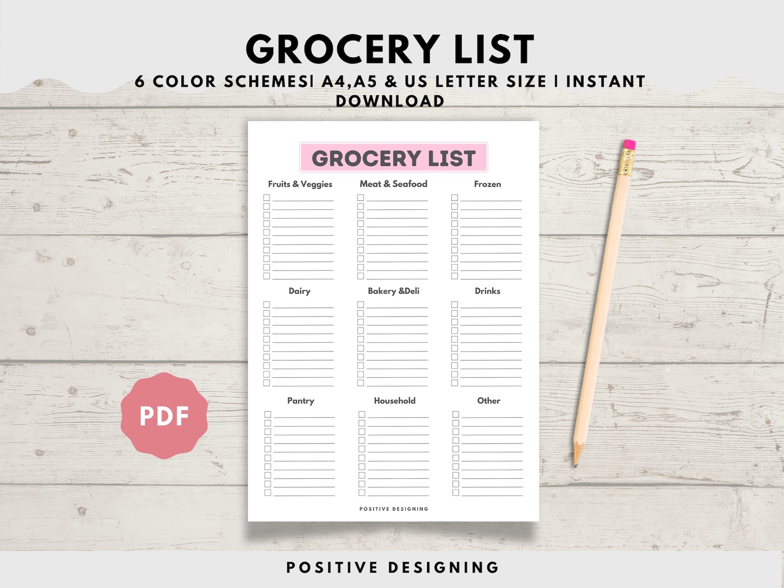 Grocery Shopping List Template Pages, Weekly Menu and Grocery List ...