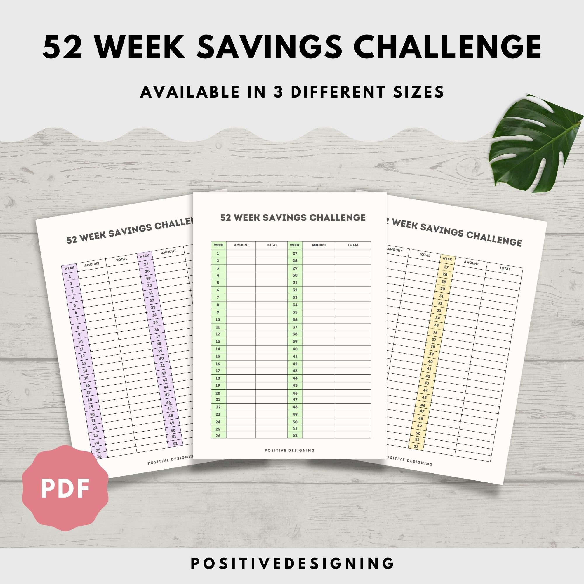 52 Weeks Savings Challenge Tracker Printable | Financial Planner ...