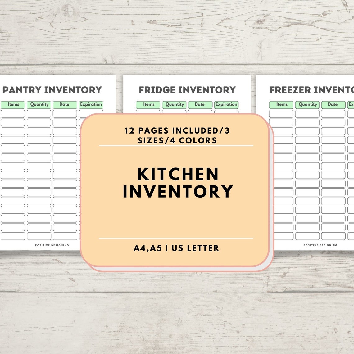 Kitchen Inventory Printable, Pantry, Fridge and Freezer Inventory ...
