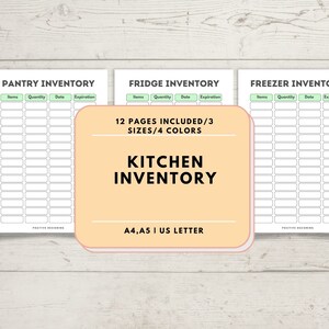 Kitchen Inventory Printable, Pantry, Fridge and Freezer Inventory ...