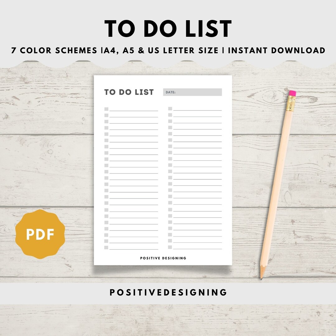 To Do List Printable Minimal Simple Tasks List Productivity - Etsy