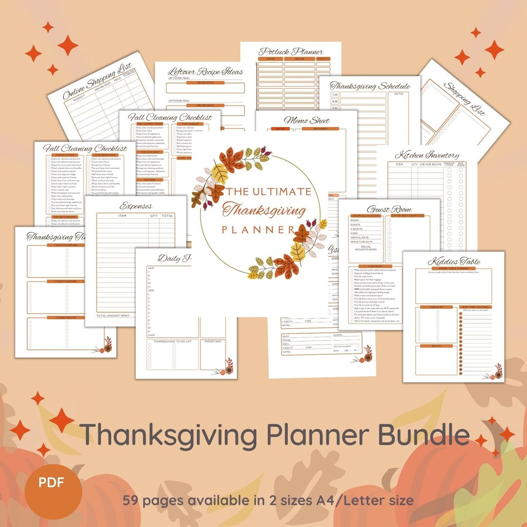 Thanksgiving Planner Printable Holiday Planner Thanksgiving - Etsy