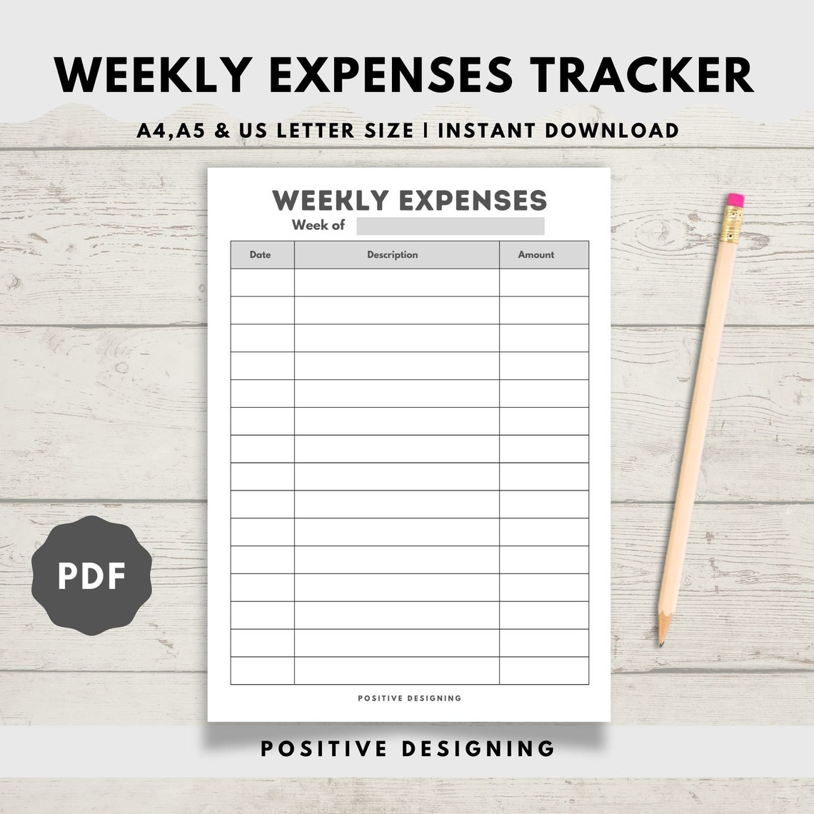 Weekly Expenses Tracker Printable Spending Log Purchase - Etsy