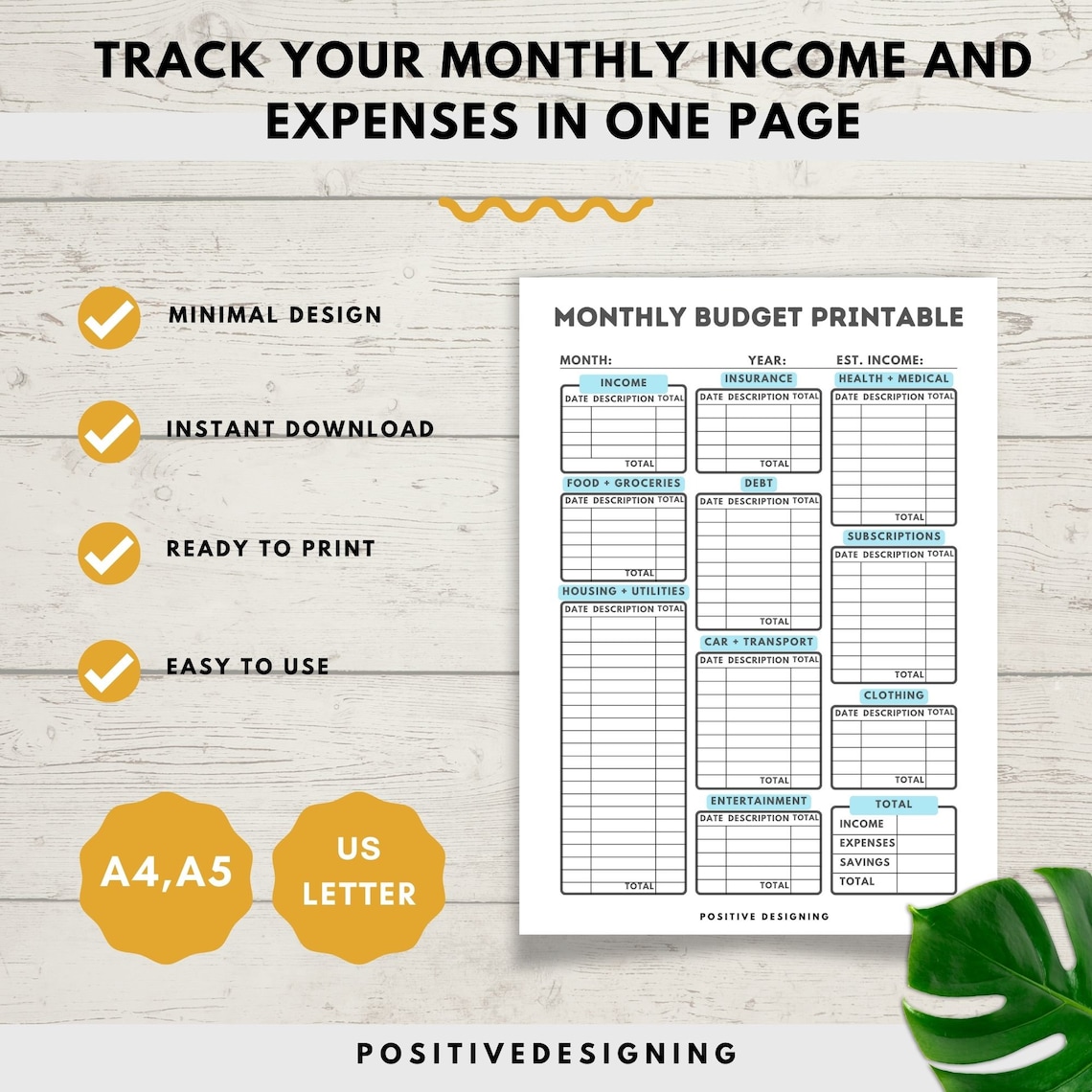 Monthly Budget Planner Printable | Financial Journal | Monthly Budget ...