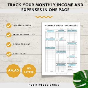 Monthly Budget Planner Printable | Financial Journal | Monthly Budget ...