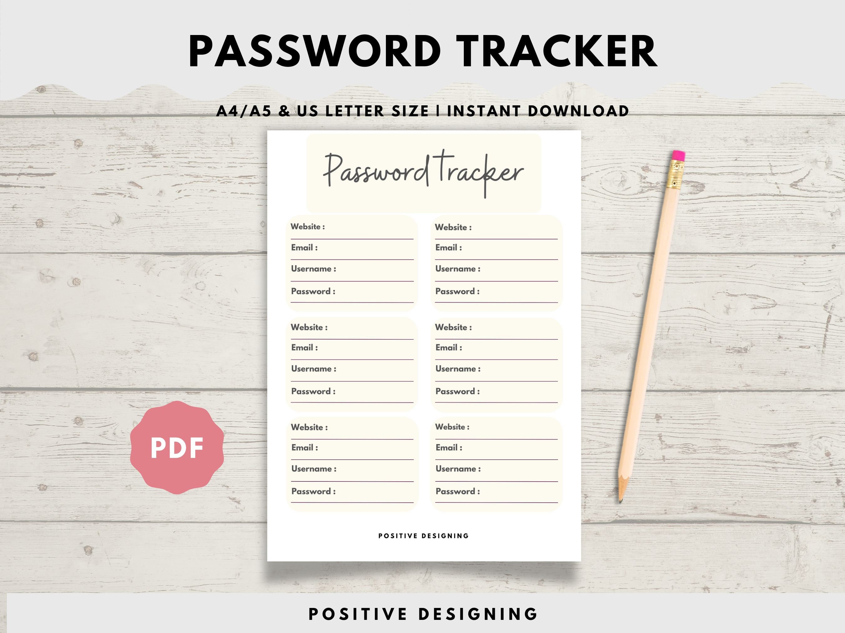 Printable Password Tracker, Password Log, Address Book Pages, Instant ...