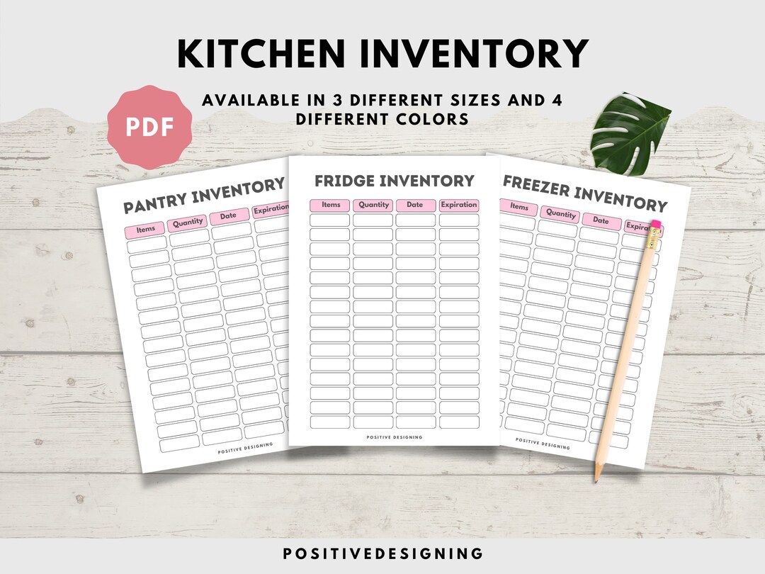 Kitchen Inventory Printable, Pantry, Fridge and Freezer Inventory ...