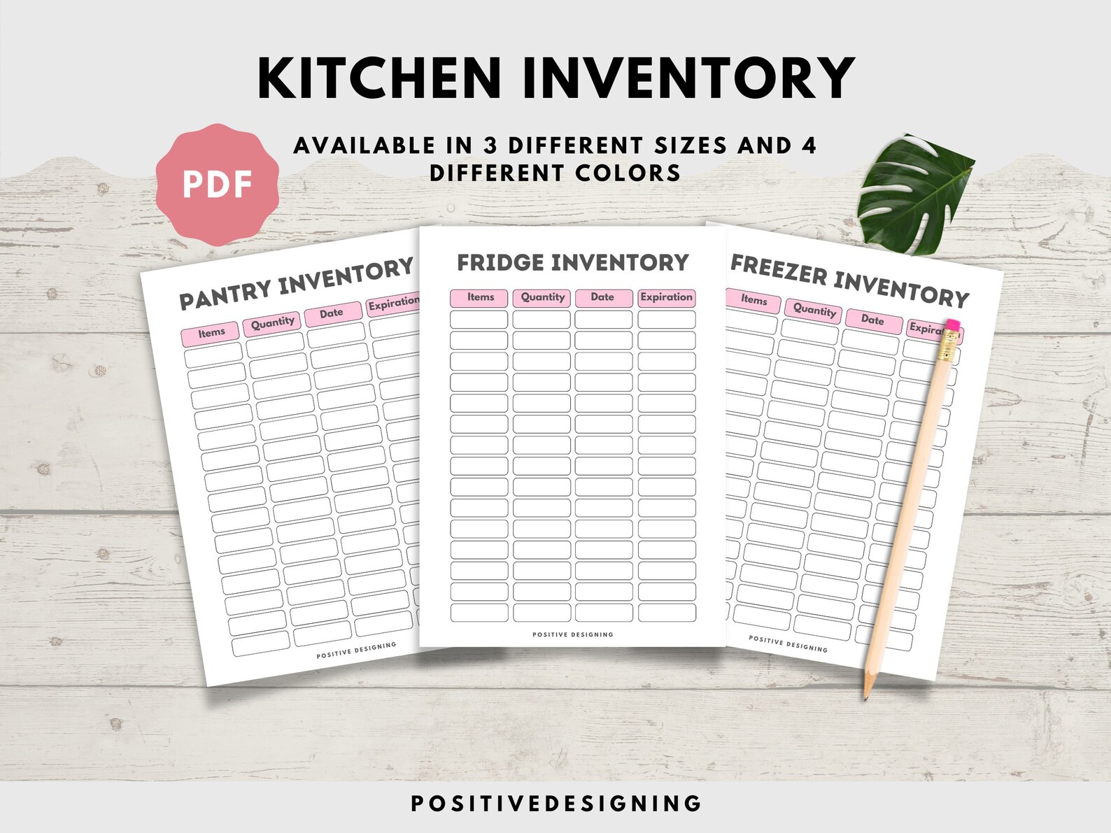 Kitchen Inventory Printable, Pantry, Fridge and Freezer Inventory ...