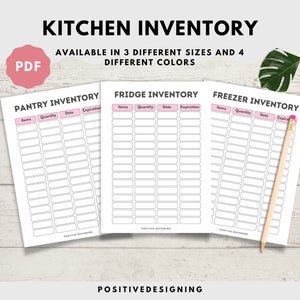 Kitchen Inventory Printable, Pantry, Fridge and Freezer Inventory ...