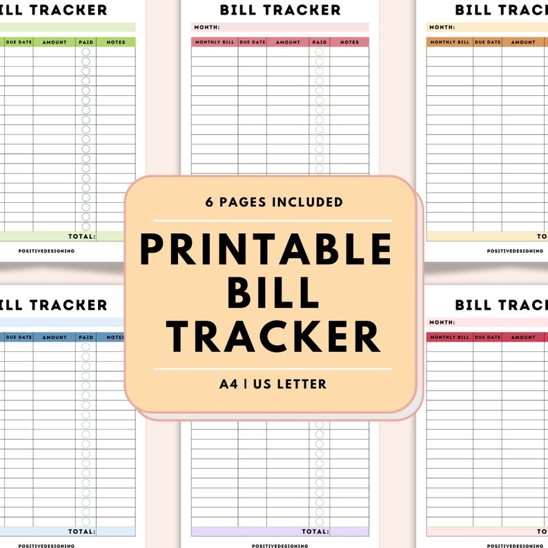Monthly Bill Tracker Printable | Bill Payment Tracker | Bill Pay ...