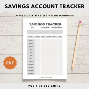 Savings Account Sheet Printable, Personal Savings Tracker, Financial ...