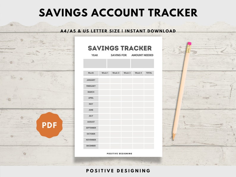 Savings Account Sheet Printable, Personal Savings Tracker, Financial ...